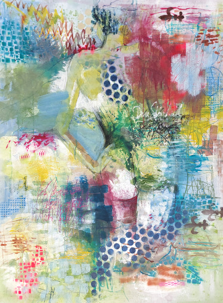 Sandra Fuka, artist, MAN AT THE BEACH, ADC Fine Art, mixed media ...