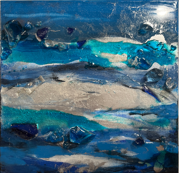 Mary Barr Rhodes, Artist, Blue in Blue I, ADC Fine Art, Glass on Canvas ...