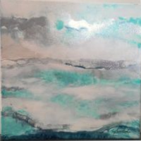 Mary Barr Rhodes, Artist, Sky Blue, ADC Fine Art, Mixed Media, Original ...