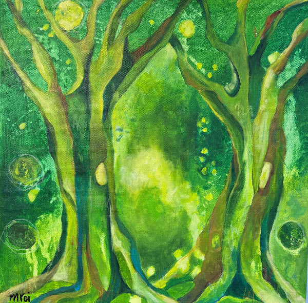 Margot Roi, artist, LITTLE GREEN WOODS, ADC Fine Art, painting ...