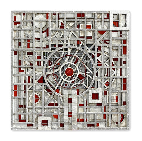 Chuck Fischer, artist, Composition RED, ADC Fine Art, mixed media ...